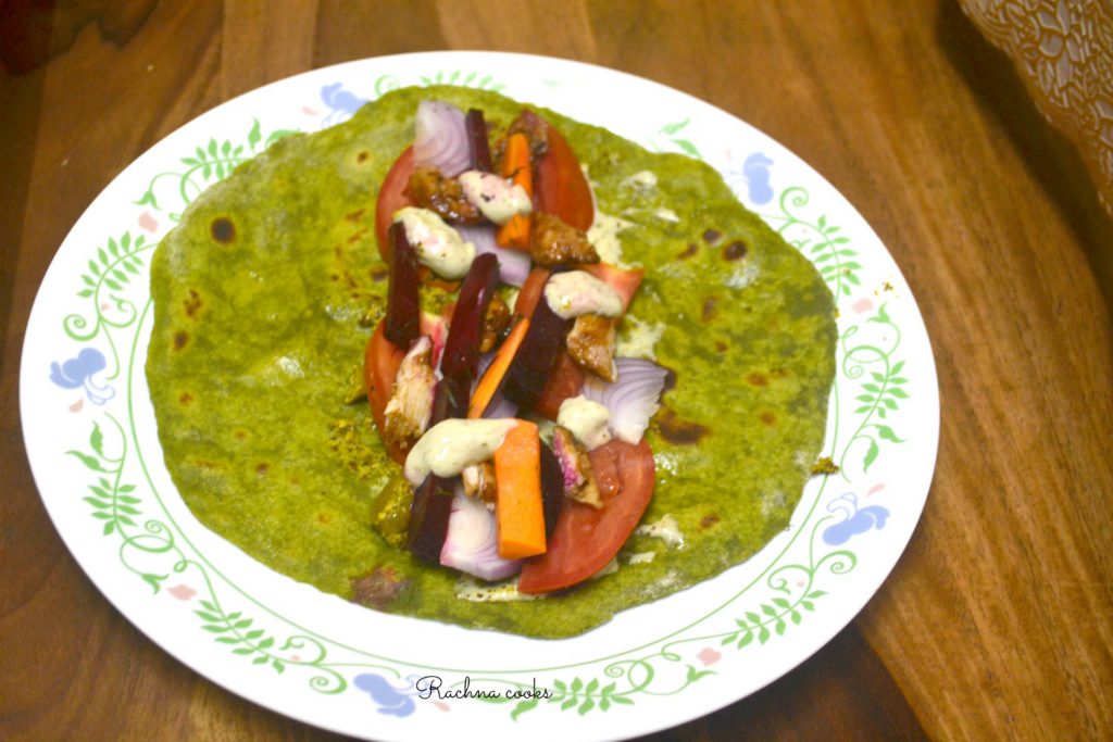 Spinach Chicken Wrap - Rachna cooks