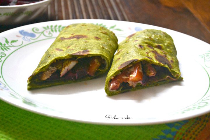Spinach Chicken Wrap - Rachna cooks